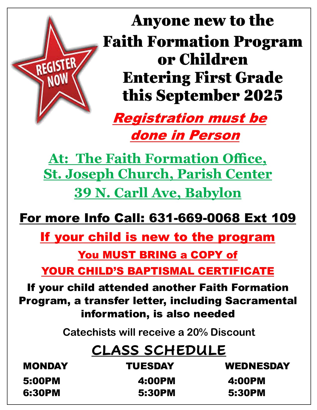 Faith Formation Registration